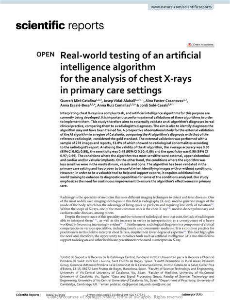 Pdf Real World Testing Of An Artificial Intelligence Algorithm For