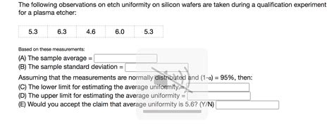 Solved The Following Observations On Etch Uniformity On Chegg Com