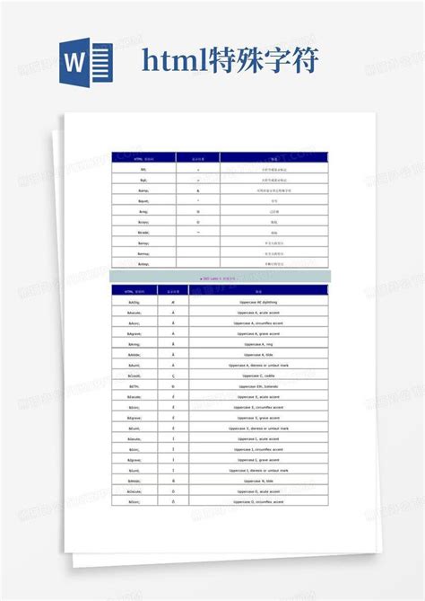 Html特殊字符word模板下载编号lygwprdj熊猫办公