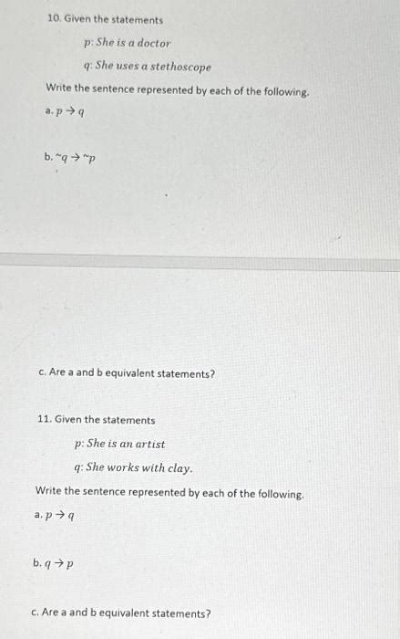 Solved Given The Statements P She Is A Doctor She Chegg