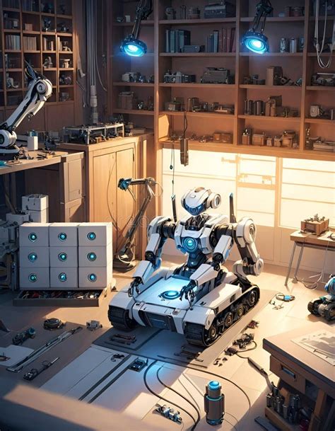 Anime Style A Robotic Labs Fantasy World Stock Illustration