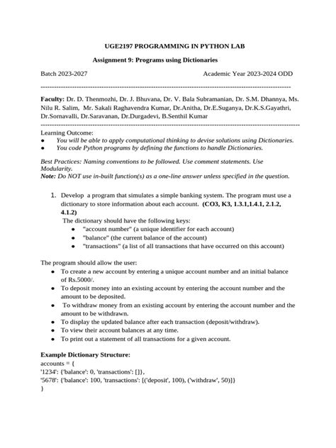 Ex10 Dictionary Pdf Parameter Computer Programming Software