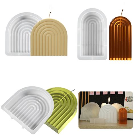 무지개 아치 향기로운 양초 실리콘 금형 Diy 기하학 무지개 다리 양초 석고 수지 금형 아트 장식 홈 장식 Aliexpress