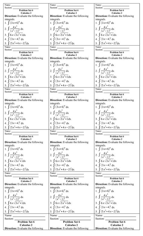 Problem Set Calculus Name Section