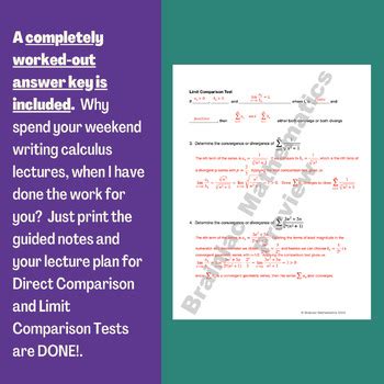 Direct Comparison And Limit Comparison Guided Notes For AP Calculus BC