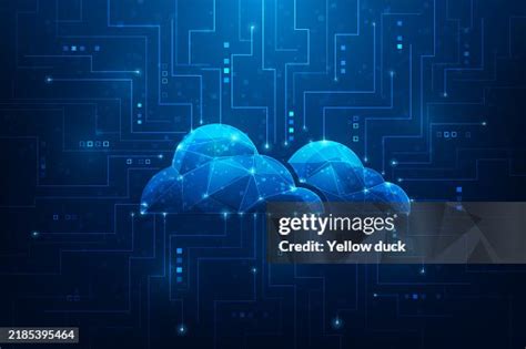 Cloud Computing Data Security Technology Blue Background Vector Illustration Fantastic Wireframe
