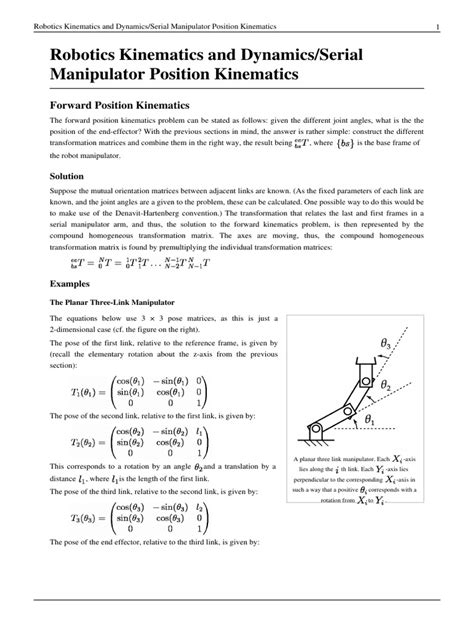Robotics Kinematics And Dynamics Pdf Kinematics Space