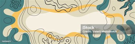 유기적 인 모양 무정형 및 식물성 인물 손으로 그린 요소로 만든 프레임 디자인에 대한 스톡 벡터 아트 및 기타 이미지 디자인 벡터 유기농 Istock