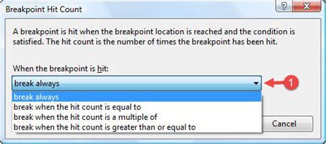 Using Breakpoints Hit Counters