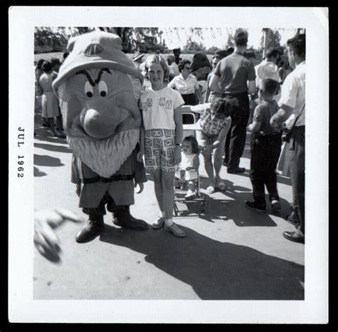 Grumpy Dwarf Disneyland Costume Character And Girl ~ 1962 Vintage Disney Photo 3937610005