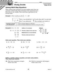 Solving Multi Step Equations Lesson Plans Worksheets Lesson Planet Worksheets Library