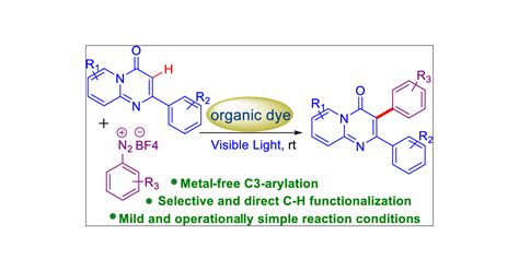 Visible Light Assisted Direct C3 H Arylation Of Pyrido[1 2 A]pyrimidin 4 Ones And Thiazolo[3 2 A