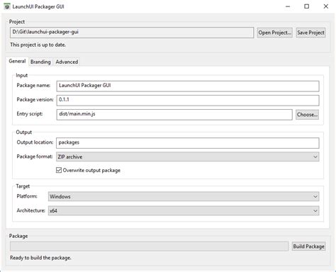 Github Mimecorg Launchui Packager Gui Gui Front End For Launchui Packager