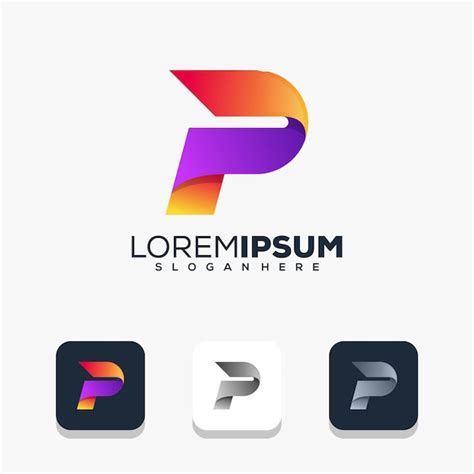 현대 편지 P 로고 디자인 프리미엄 벡터
