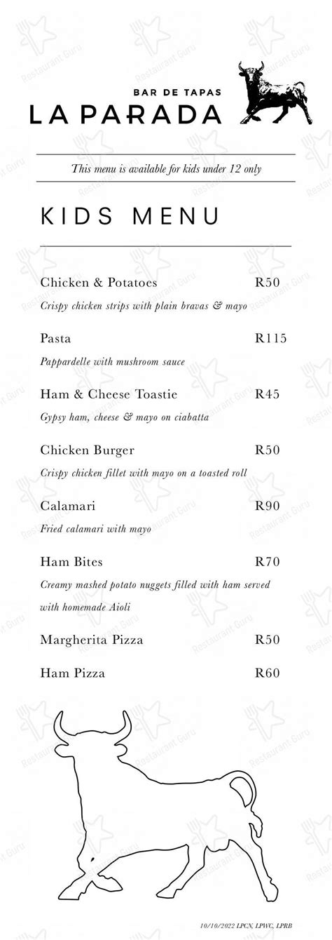 Menu Au La Parada Restaurant Midrand Cnr Waterfall And Woodmead Dr Waterfall Corner