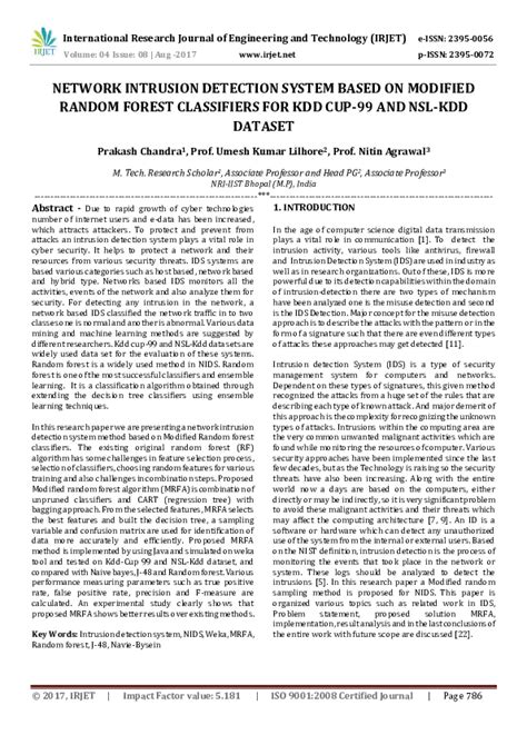 Pdf Network Intrusion Detection System Based On Modified Random