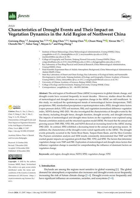 Pdf Characteristics Of Drought Events And Their Impact On Vegetation Dynamics In The Arid