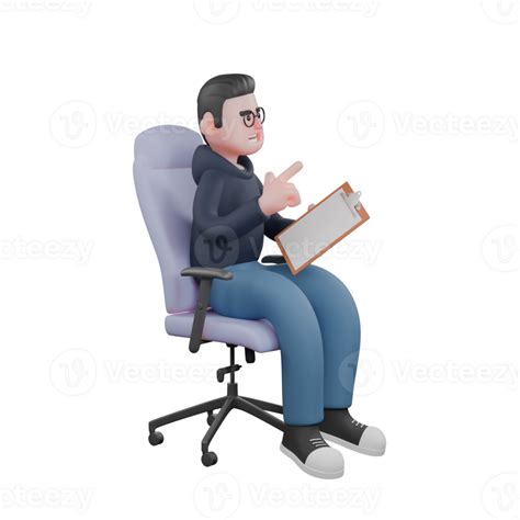 Male Programmer 3d A Male Programmer Is Sitting In His Office Chair