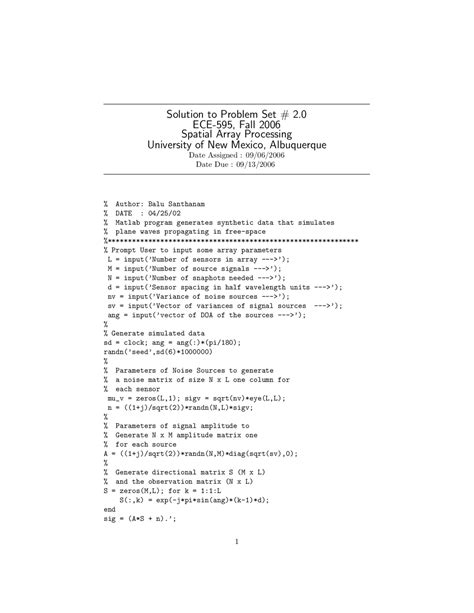 Doa Estimation With Spatial Array Processing Solution To Ece 595