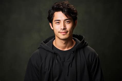 Premium Photo Mild Delight Korean Man On Plain Backdrop