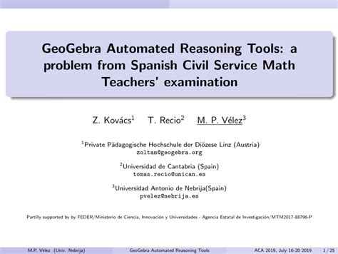 Pdf Geogebra Automated Reasoning Tools A Problem From Spanish Civil Service Math Teachers