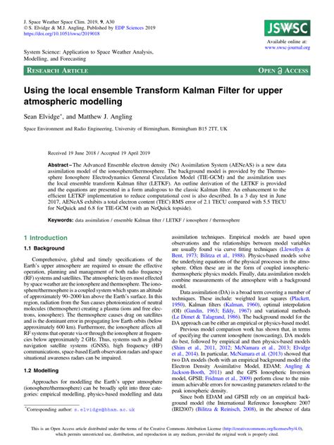 Pdf Using The Local Ensemble Transform Kalman Filter For Upper
