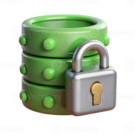 Impressive Creative Secure Data Storage Icon With Green Lock Cutout Authentic 57460580 Png
