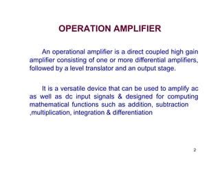 Operational Amplifiers Basic Introduction PDF