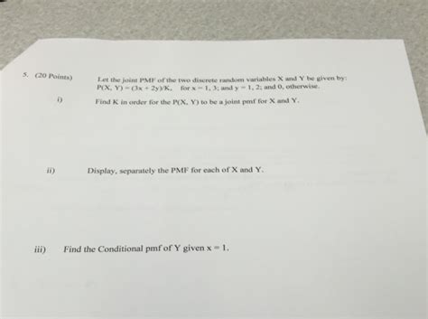 Solved Let The Joint Pmf Of The Two Discrete Random