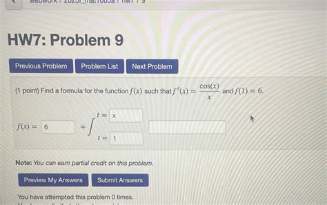 solved hw7 problem 9 1 ﻿point ﻿find a formula for the