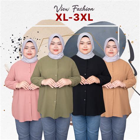 [view] Xl 3xl Plus Size Muslimah Tasia Plain Blouse 8116 Shopee Malaysia