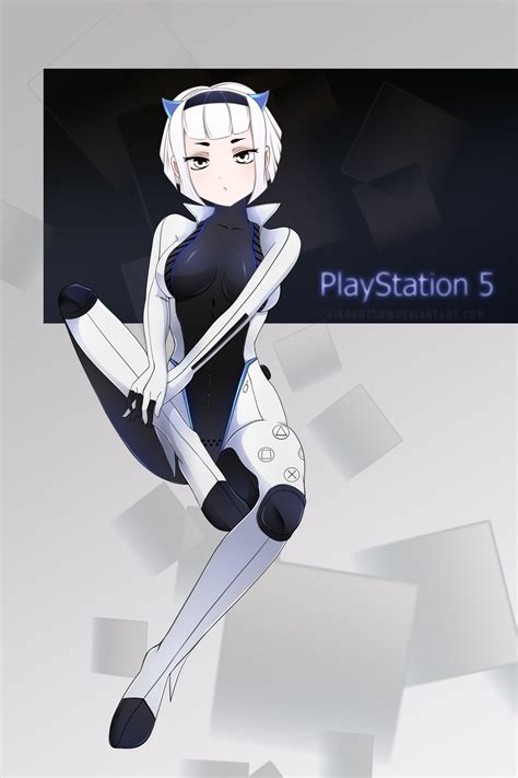 Playstation5 Anime Girl From Combined Ps5 Console Controller Art By