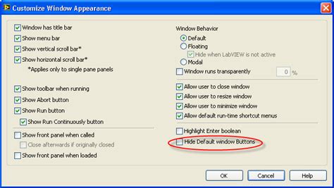 Hide Close Button Of The Front Panel Windows Ni Community