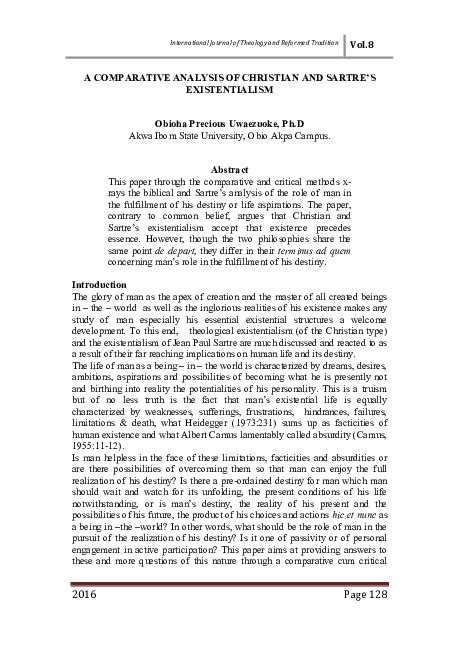 Pdf A Comparative Analysis Of Christian And Sartres Existentialism