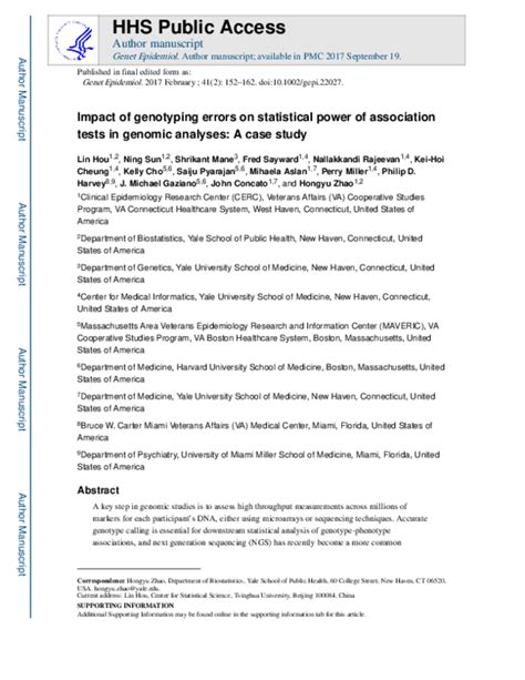 Pdf Impact Of Genotyping Errors On Statistical Power Of Association