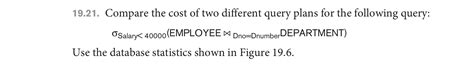 Solved 1921 Compare The Cost Of Two Different Query Plans