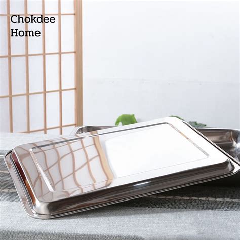 ถาดอาหาร สเตนเลส ถาดเหลี่ยม สเตนเลส S M L Xl ถาดอาหารไม่เป็นสนิม ถาดเหลี่ยมตื้น ถาดสแตนเลส ราคา