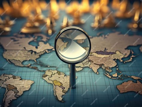 Premium Photo A Magnifying Glass And A Map Of The World The World Through A Magnifying Glass
