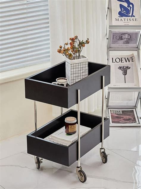 헤이유드 헤이유드 모던 블랙 2단 트롤리 커피테이블 사이드 테이블 위시버킷