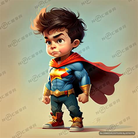 Ai创作图卡通小朋友 男孩 大侠风 昵图网