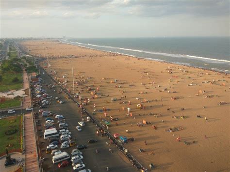Marina Beach From Light House Chennai Madras Marina Beach