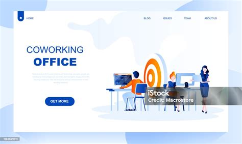 헤더와 사무실 평면 방문 페이지 템플릿을 공동 작업 회사 직원 작업 공간 웹 배너 홈페이지 디자인 파트너십 콜라보레이션 벡터 일러스트레이션 인적 자원에 대한 스톡 벡터 아트