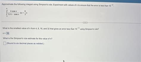 solved approximate the following integral using simpson s