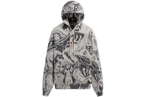Kith X Marvel X Men Assemble Vintage Hoodie Waffle Ph Mens Ss23 Us