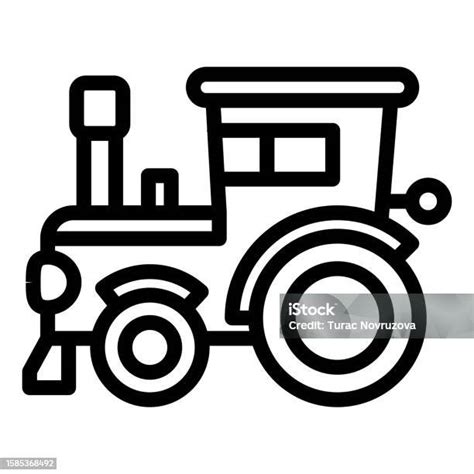 트랙터 라인 아이콘 농기계 기호 흰색 배경에 농업 모터 벡터 기호 개요 스타일의 모바일 개념 웹 디자인의 농부 기계 아이콘 벡터
