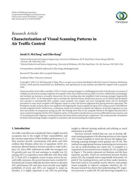 PDF Characterization Of Visual Scanning Patterns In Air Traffic Control