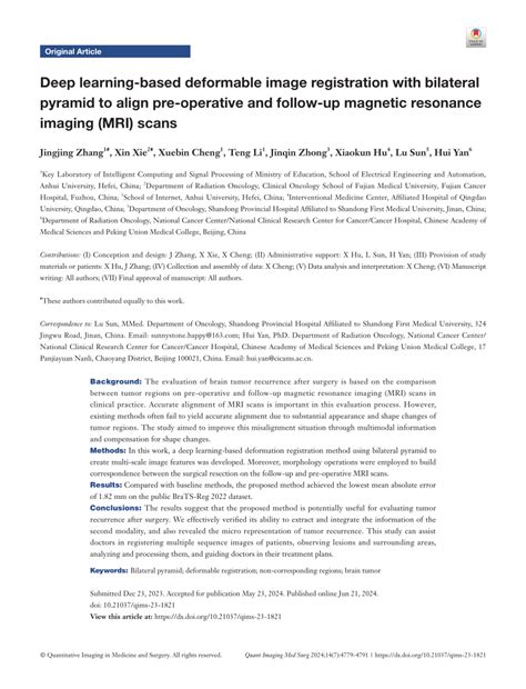 Pdf Deep Learning Based Deformable Image Registration With Bilateral