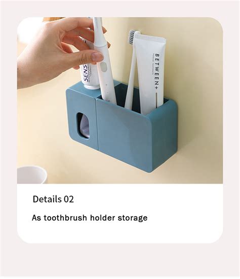 2 в 1 автоматичен дозатор за паста за зъби с държач за четка за зъби Стенен монтаж Изстисквачка