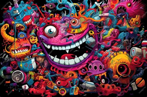 Vibrant Candycore Face Illustration Premium Ai Generated Image