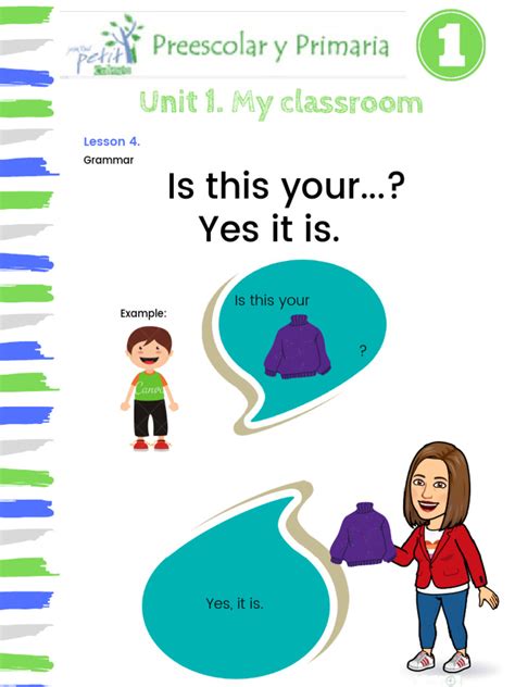 1° Unit 3 My Clothes Lesson 4 Com Gram Pron Is This Your Yes